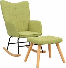Houpací křeslo se stoličkou zelené textil 328023