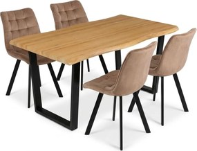 Vikio Jídelní set pro 4 osoby 160x90 cm dub noha U béžová židle VJS156-4BE-S