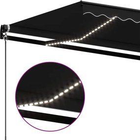 Ručně zatahovací markýza s LED světlem 450 x 350 cm antracitová 3069204