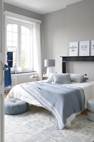 Modro - bílý bavlněný pléd Stripes - 130*170 cm