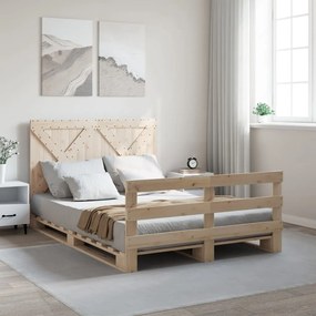 Rám postele s čelem bílý 140 x 200 cm masivní borové dřevo 3281576