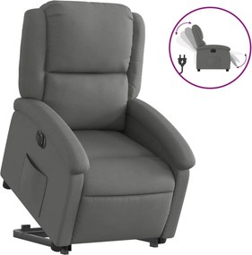 Elektrické zvedací polohovací křeslo tmavě šedé textil 3204189