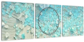 Obraz - Přímořská atmosféra v tyrkysových odstínech (s hodinami) (90x30 cm)