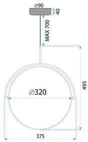 Toolight Toolight, LED stropní svítidlo 35cm APP1426-C, černá, OSW-01880