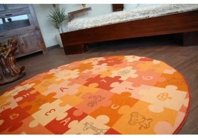 Dětský kulatý koberec PUZZLE oranžový Rozměr: průměr 100 cm