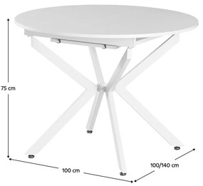 Kondela Jídelní rozkládací stůl, bílá, 100x100-140x75 cm, ABERO TYP 1