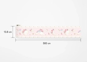 Dětská samolepící bordura na zeď Růžový Akvarelový Měsíc | 5 m x 13.8 cm | DWBD8049