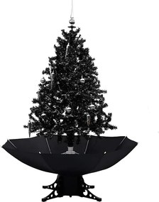Sněžící vánoční stromek s deštníkovým stojanem černý 140 cm PVC 289932