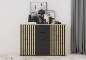 IDZ Komoda WERONA 2D4S 26, 135 cm Dub Artisan/Černá