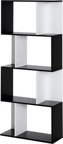 HOMCOM Moderní S-šatková knihovna s úložným prostorem, 4 police 60D x 24Š x 148V cm, černá/bílá