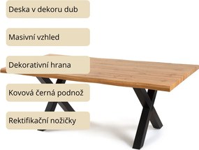 Vikio Jídelní stůl 200x90 dekor dub kovové nohy VJS100D-200
