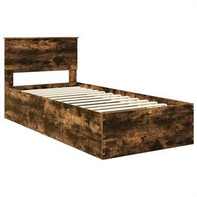 Rám postele s čelo Kouřový dub 100 x 200 cm Kompozitní dřevo 3408701