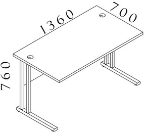 Stůl Visio LUX 136 x 70 cm, ořech