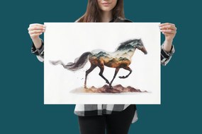 Plakát - Běžící kůň, akvarel FeelHappy.cz Velikost plakátu: A2 (42 x 59,7 cm)