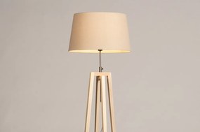 Stojací designová lampa Paola Beige and Natur Wood