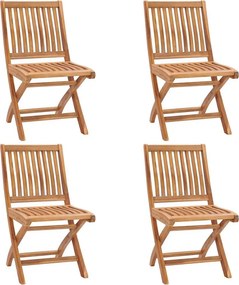 Skládací židle s polštáři 4 ks, masivní teakové dřevo 3072808
