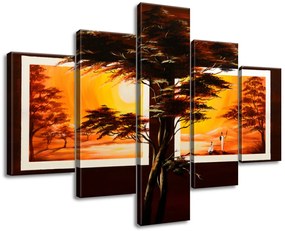 Gario Ručně malovaný obraz Úspěšný lov - 5 dílný Rozměry: 100 x 70 cm