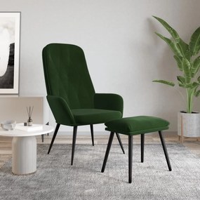 Relaxační křeslo s podnožkou tmavě zelené samet 3097621
