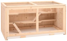 Klec pro křečky 104 x 52 x 54 cm masivní jedlové dřevo 172380