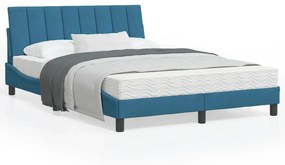 vidaXL Rám postele s čelem modrý 140 x 190 cm samet