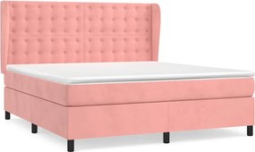 Box spring postel s matrací růžová 160x200 cm samet 3129464
