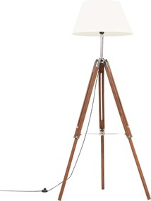 Stojací lampa stativ medově hnědá a bílá masivní teak 141 cm 288077