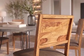 Designová židle Timber II Sheesham / hnědé mikrovlákno