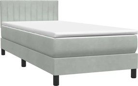 Box spring postel s matrací a LED Světle šedá 90x220 cm Samet 3317103