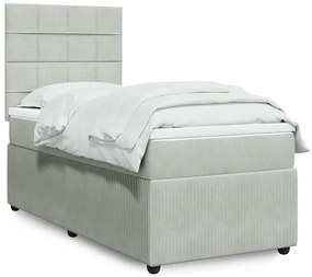 Box spring postel s matrací světle šedá 100x200 cm samet 3294562