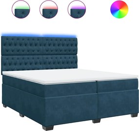 Box spring postel s matrací modrá 200 x 200 cm samet 3293312