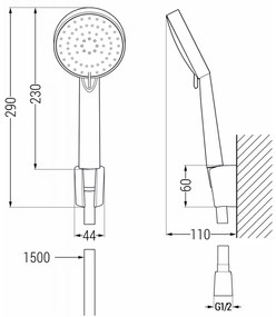 Mexen Kama R75 vanová baterie se sprchovou sadou, Chromovaná - 7253R75-00