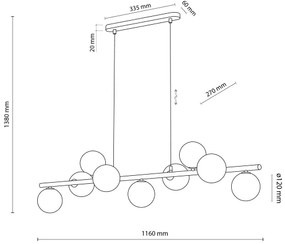 Lustr na lanku ESTERA 9xG9/6W/230V hnědá/kouřová béžová