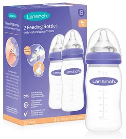 LANSINOH Lahev kojenecká s NaturalWaveTM savičkou 240 ml (M), 2ks