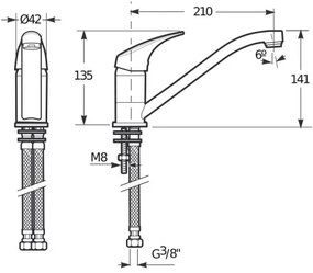 JIKA H3511N10042301 - Dřezová baterie TALAS 13,5 cm lesklý chrom