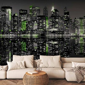 Fototapeta Noční New York - městská panorama s mrakodrapy a zeleným akcentem