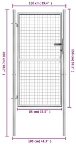 vidaXL Marketos Zahradní branka pozinkovaná ocel 100 x 150 cm stříbrná