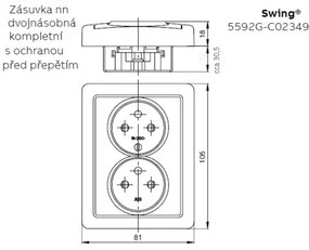 ABB Swing dvojzásuvka jasně bílá 5592G-C02349 B1 s přepěťovou ochranou