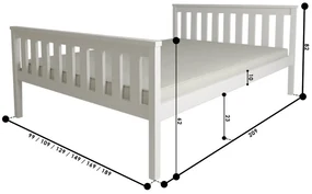 Postel KALEA 120 x 200 cm, bílá Matrace: Matrace Coco Maxi 20 cm, Rošt: S laťkovým roštem