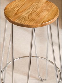 Barová stolička z jilmového dřeva ve stříbrné barvě/v přírodní barvě (výška sedáku 75 cm) District – Premier Housewares