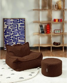 Tmavě hnědý dětský puf z textilie bouclé Warm Hazel – Wigiwama