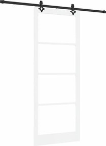 Posuvné dveře Bílá 93 x 232 cm Masivní borové dřevo a sklo 3332320