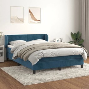 Box spring postel s matrací tmavě modrá 140x190 cm samet 3127371