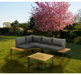Hliníkový zahradní lounge set v šedo-přírodní barvě pro 3 Kamari – Tomasucci