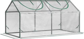 Zeleninový skleník Outsunny s oknem, PE síťoví fólií, ocelová konstrukce pro balkon, zahradu, skleník pro rajčata 120x60x60cm | Aosom
