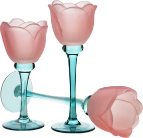 Svícen Julietta 27 cm modrý/růžový