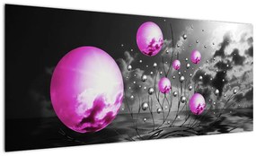 Abstraktní obraz - fialové koule (100x40cm)