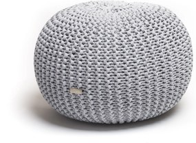Justin Design Pletený puf střední melír světle šedá