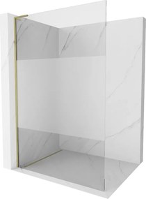 Mexen Kioto L, sprchová zástěna Walk-In 100 x 200 cm, 8mm čiré sklo-námraza, zlatý lesklý profil, 800-100-103-50-35