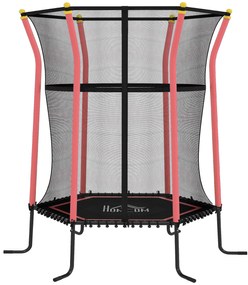 HOMCOM dětská trampolína Ø163,5 cm, vnitřní trampolína s ochrannou sítí, kryt okraje gumovým lanem, dětská trampolína do 50 kg, pro děti 3-10 let čer…