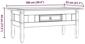 Konferenční stolek, masivní borovicové dřevo, přírodní/šedá, NoBi LEON 2